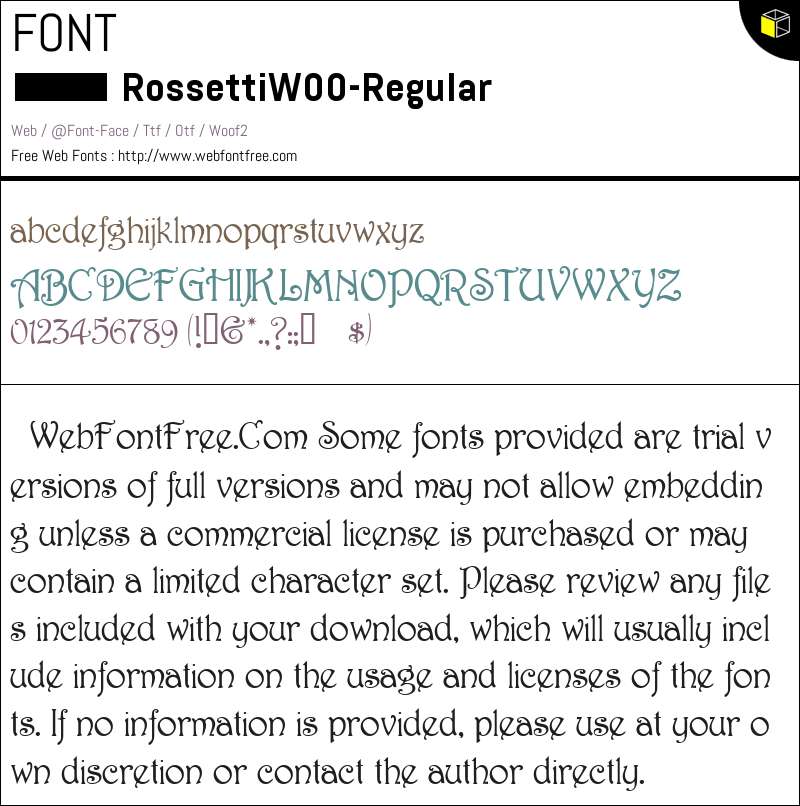 Rossetti W00 Regular Fonts Downloads - WebFontFree.Com