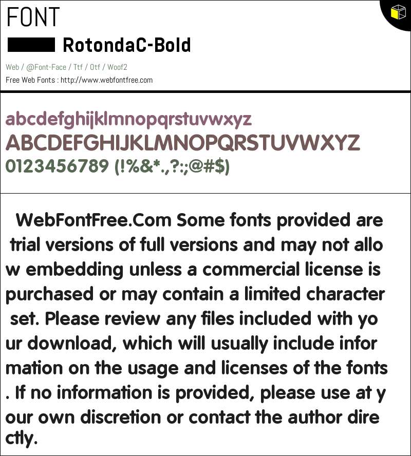 RotondaC-Bold 字体 下载 - WebFontFree.Com