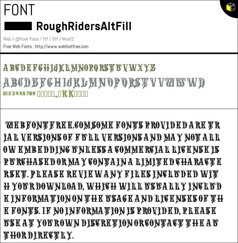 Rough Riders Alt Fill Fonts Downloads - WebFontFree.Com