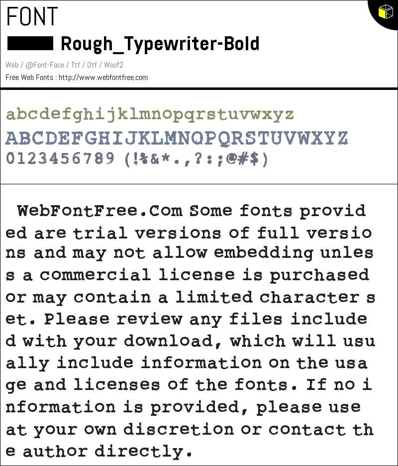 Rough_Typewriter Bold Fonts Downloads - WebFontFree.Com