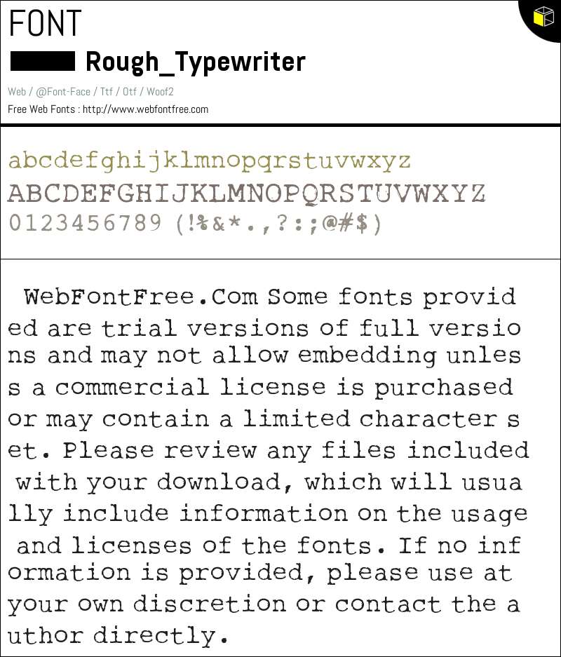 Rough_Typewriter Fonts Downloads - WebFontFree.Com
