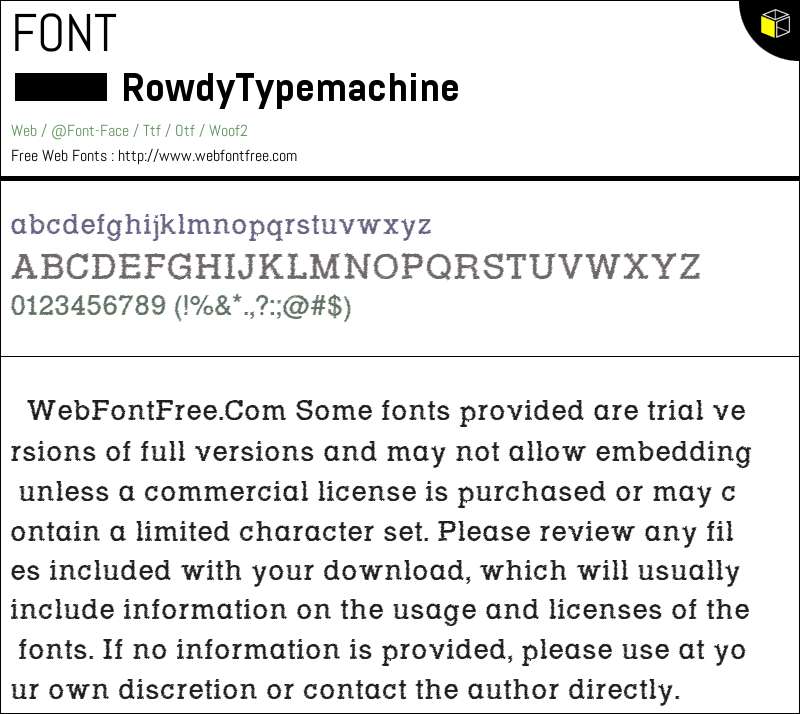 RowdyTypemachine Fonts Downloads - WebFontFree.Com