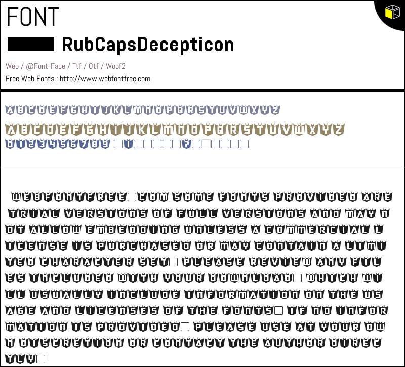 RubCaps Decepticon Fonts Downloads - WebFontFree.Com