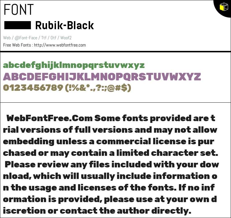 Rubik Black Fonts Downloads - WebFontFree.Com