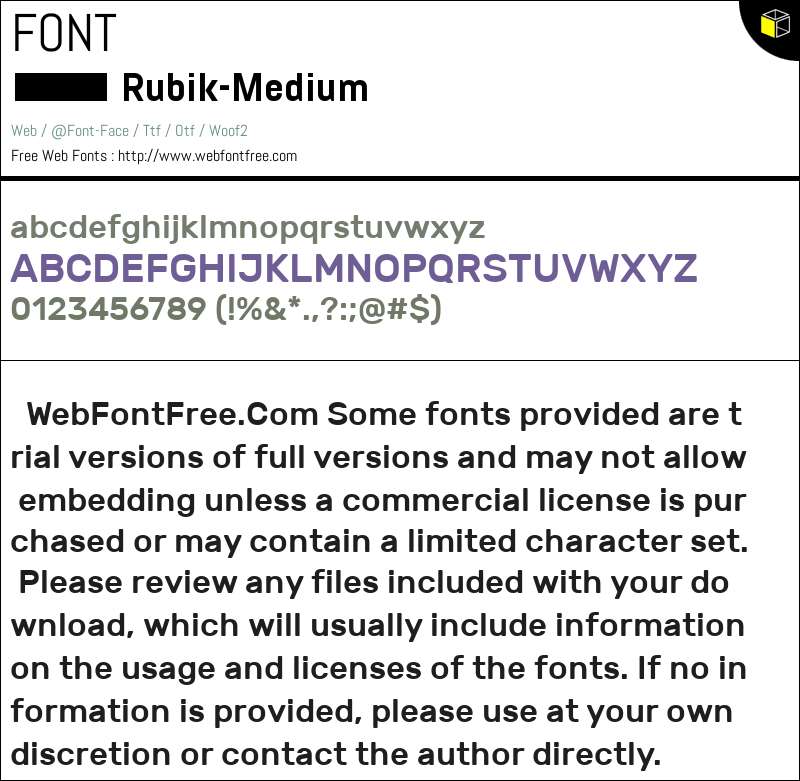 Rubik Medium 字体 下载 - WebFontFree.Com
