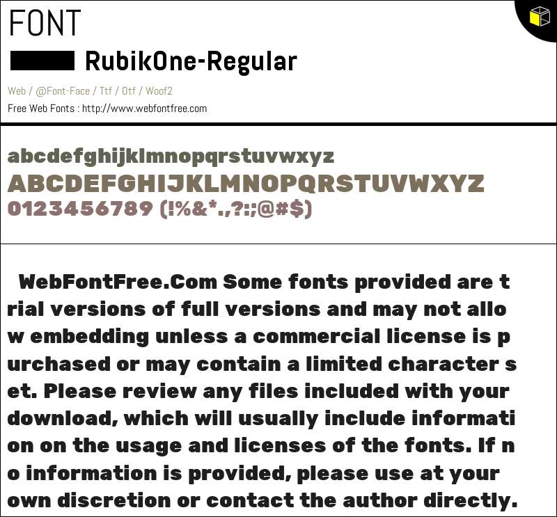 Rubik One Regular Fonts Downloads - WebFontFree.Com