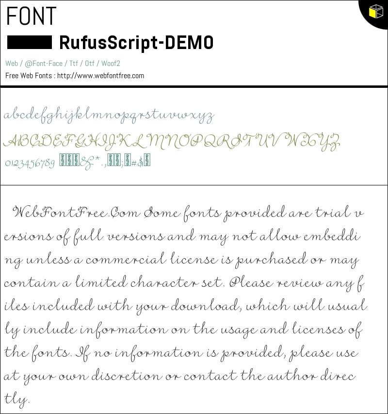 Rufus Script DEMO Fonts Downloads - WebFontFree.Com