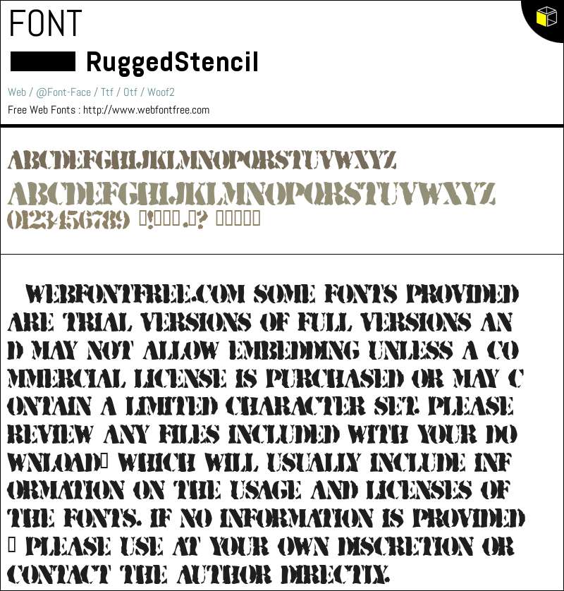 Rugged Stencil Fonts Downloads - WebFontFree.Com