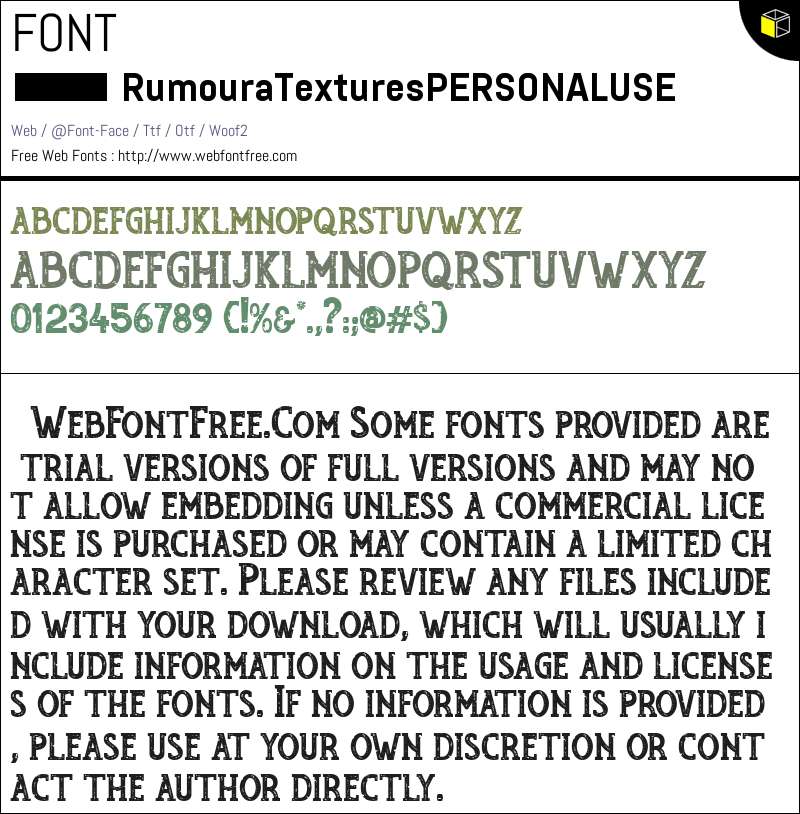 Rumoura TexturesPERSONAL USE Fonts Downloads - WebFontFree.Com