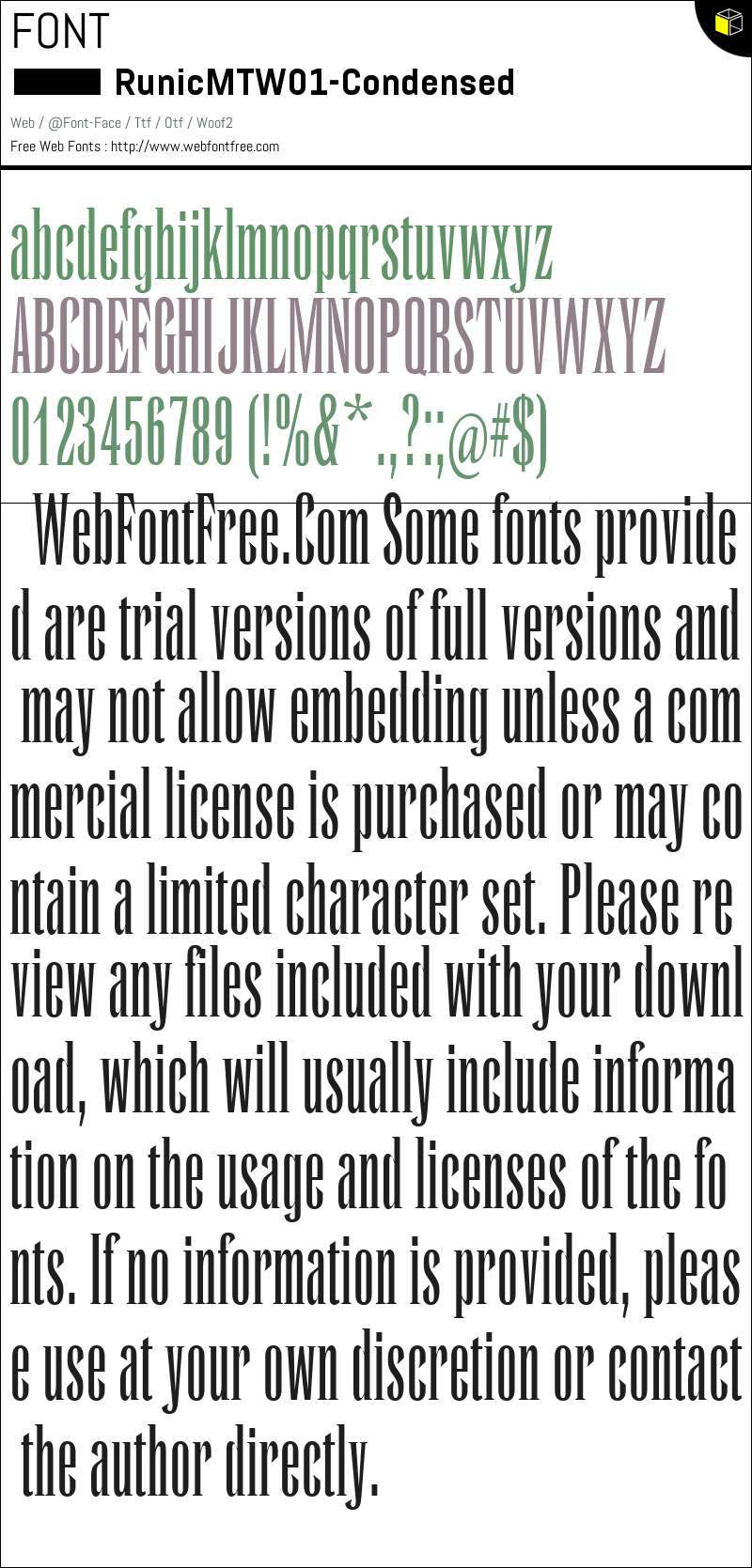 Runic MT W01 Condensed Fonts Downloads - WebFontFree.Com
