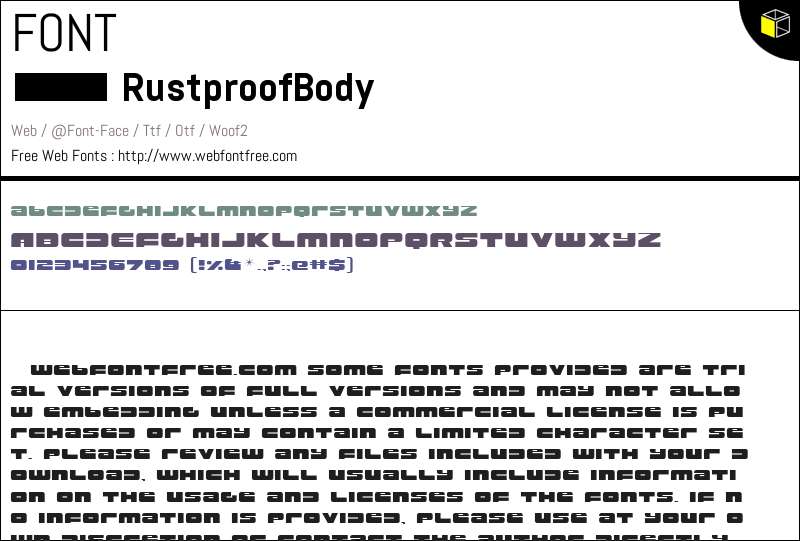 Rustproof Body Fonts Downloads - WebFontFree.Com