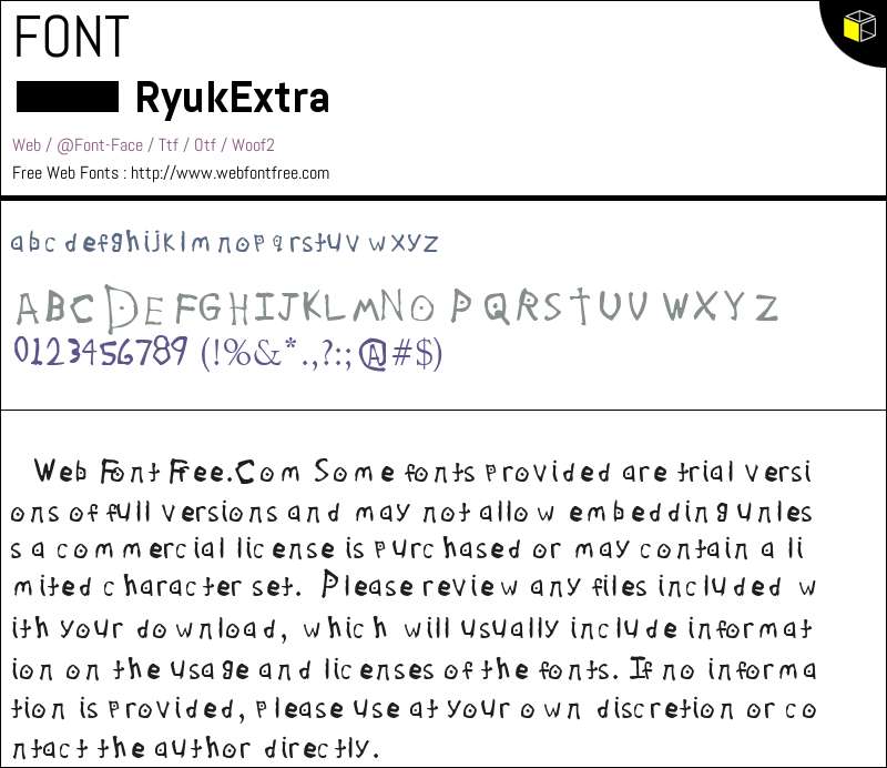 Ryuk Extra Fonts Downloads - WebFontFree.Com