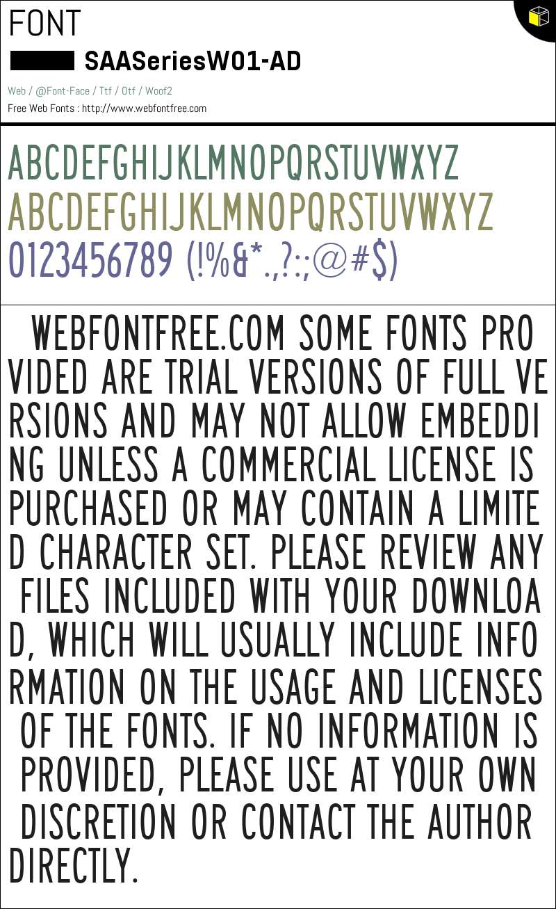 SAA Series W01 A D 字体 下载 - WebFontFree.Com