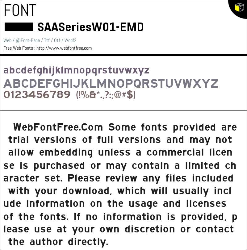 SAA Series W01 EM D Fonts Downloads - WebFontFree.Com