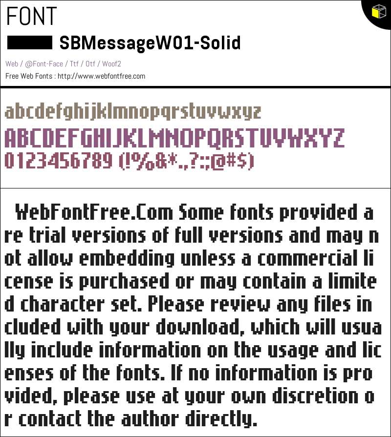 SB Message W01 Solid Fonts Downloads - WebFontFree.Com