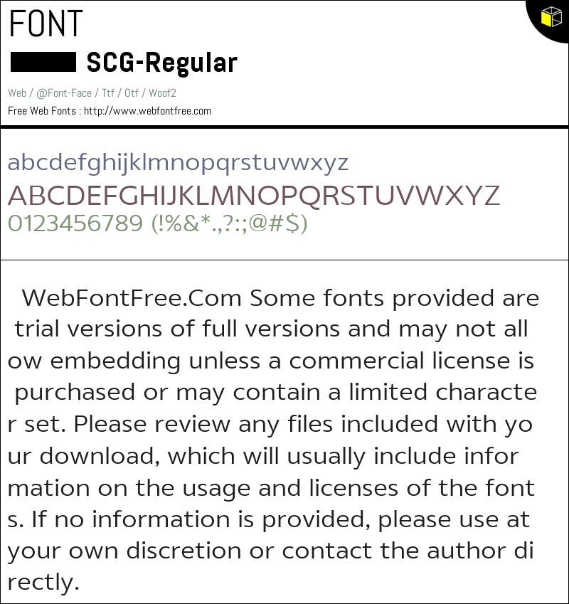 SCG Regular Fonts Downloads - WebFontFree.Com
