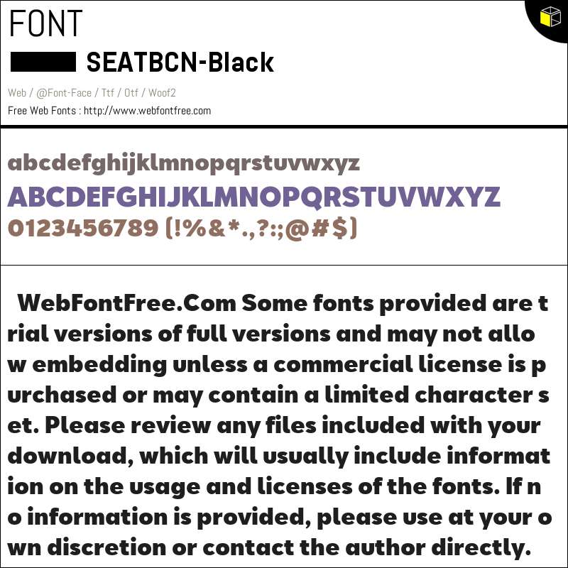 SEAT BCN Black Fonts Downloads - WebFontFree.Com