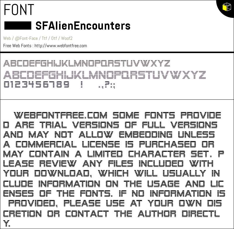 SF Alien Encounters 字体 下载 - WebFontFree.Com
