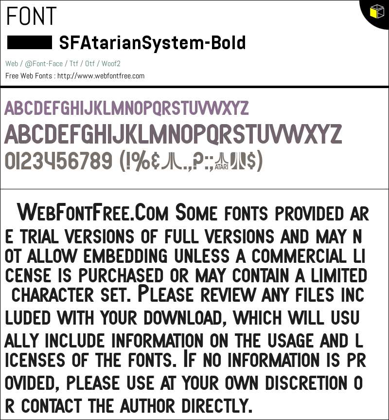 SF Atarian System Bold Fonts Downloads - WebFontFree.Com