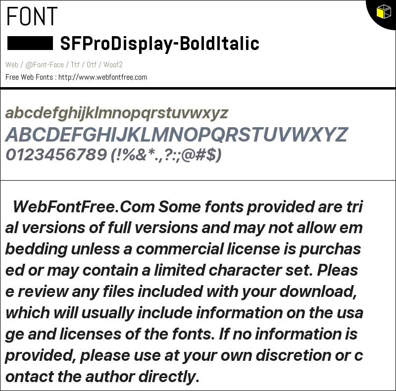 SF Pro Display Bold Italic 字体 下载 - WebFontFree.Com