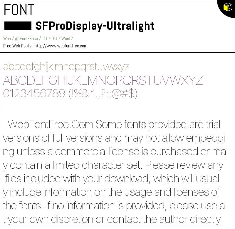SF Pro Display Ultralight Fonts Downloads - WebFontFree.Com