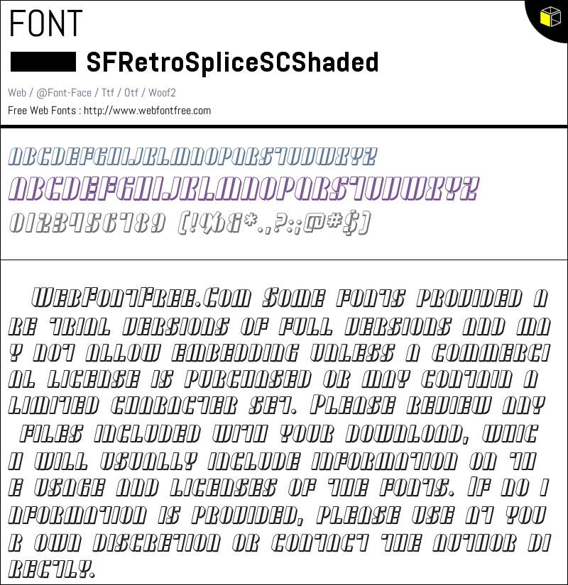 SF RetroSplice SC Shaded Fonts Downloads - WebFontFree.Com