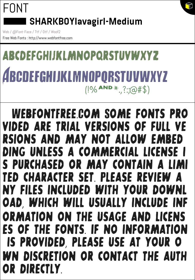 SHARKBOY & lavagirl Medium Fonts Downloads - WebFontFree.Com