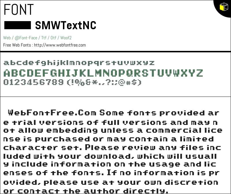 SMW Text NC Fonts Downloads - WebFontFree.Com