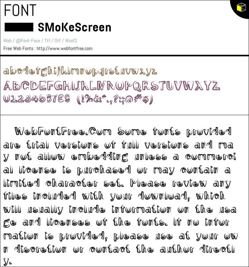 SMoKeScreen Fonts Downloads - WebFontFree.Com