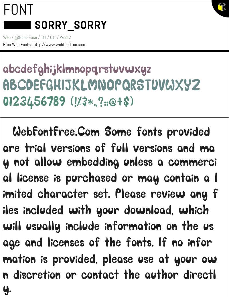 SORRY_SORRY Fonts Downloads - WebFontFree.Com