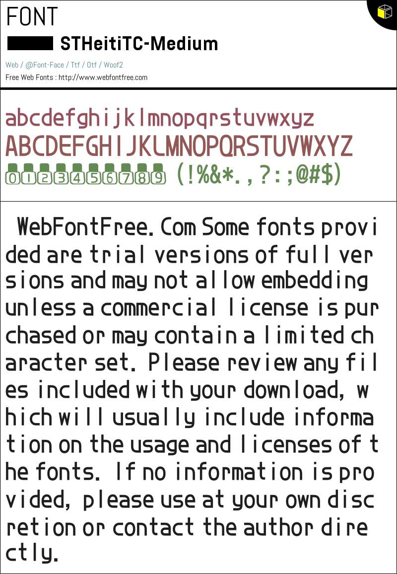 STHeiti TC Medium Fonts Downloads - WebFontFree.Com