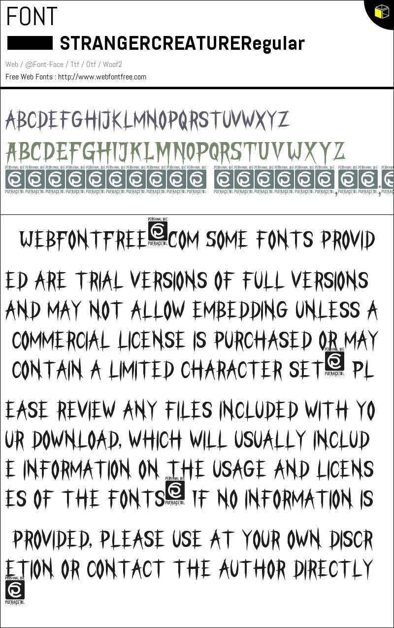 STRANGER CREATURE Fonts Downloads - WebFontFree.Com