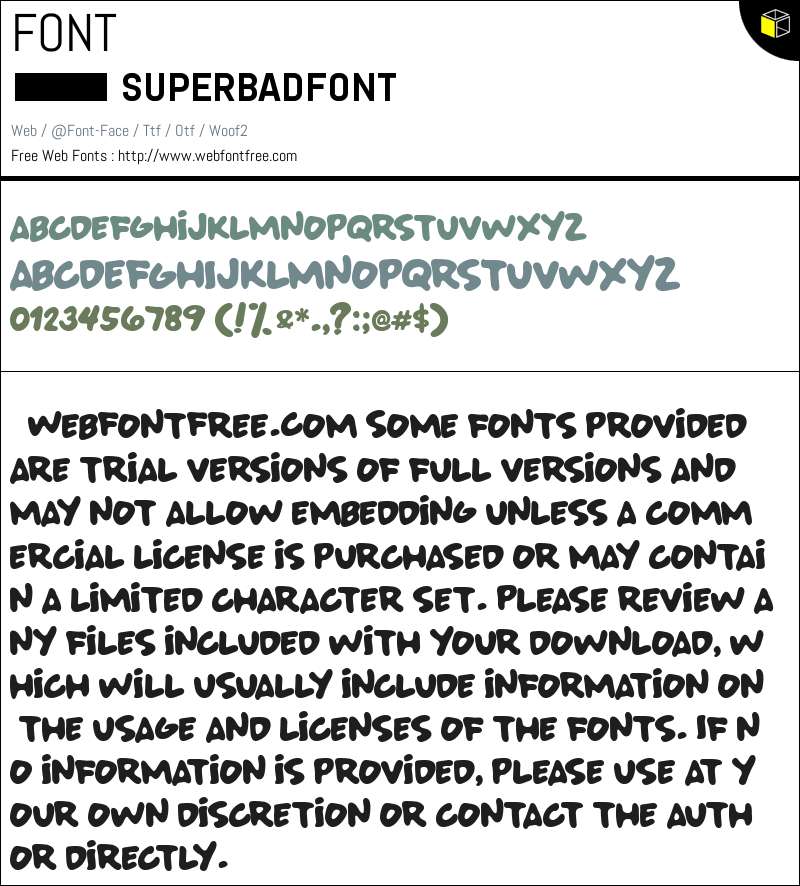 SUPER BAD FONT Fonts Downloads - WebFontFree.Com