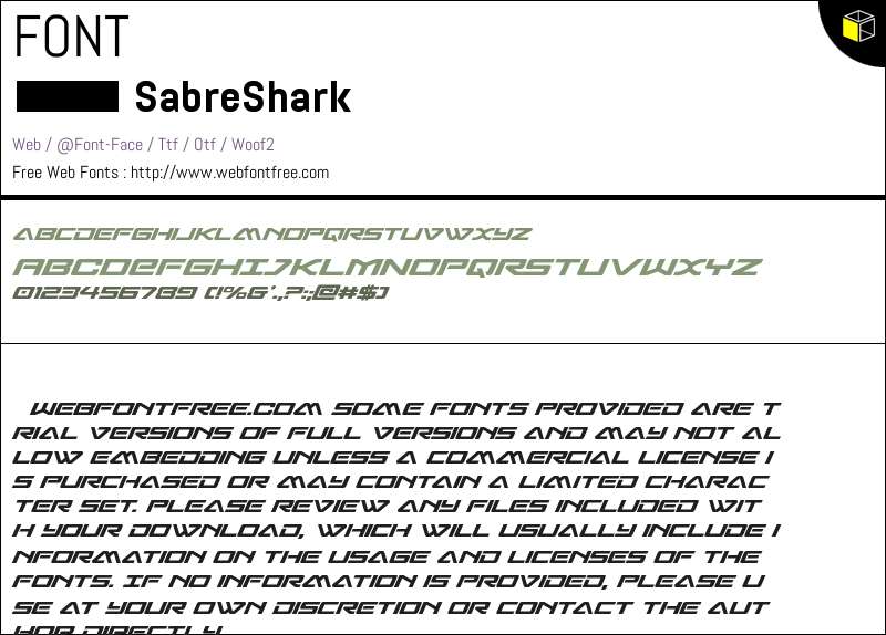 Sabre Shark Fuentes Descargar - WebFontFree.Com