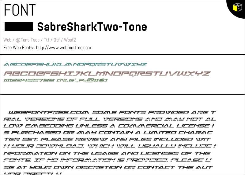 Sabre Shark Two-Tone Fonts Downloads - WebFontFree.Com
