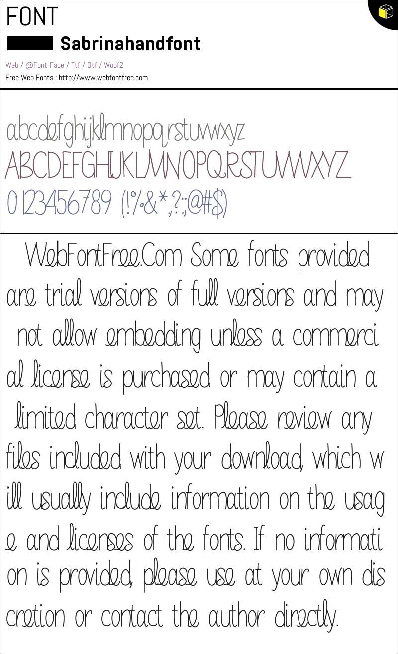 Sabrinahandfont Fonts Downloads - WebFontFree.Com