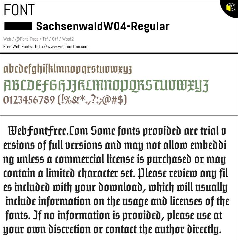 Sachsenwald W04 Regular Fonts Downloads - WebFontFree.Com