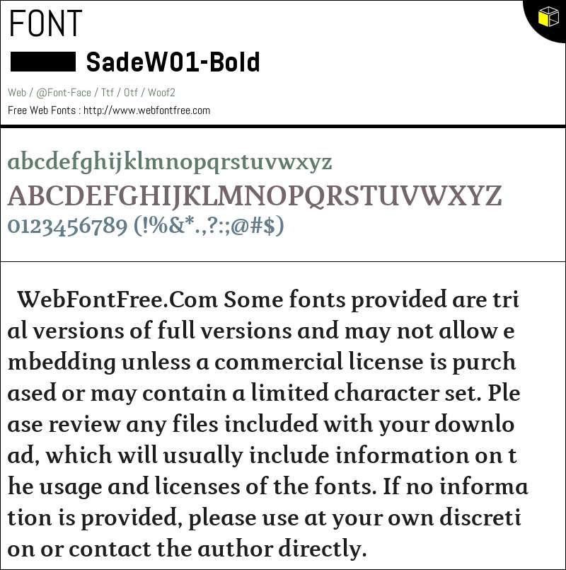 Sade W01 Bold Fonts Downloads - WebFontFree.Com
