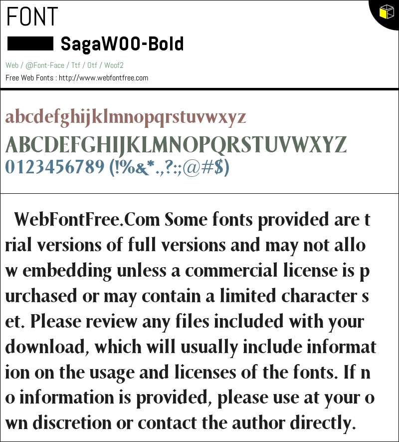 Saga W00 Bold Fonts Downloads - WebFontFree.Com