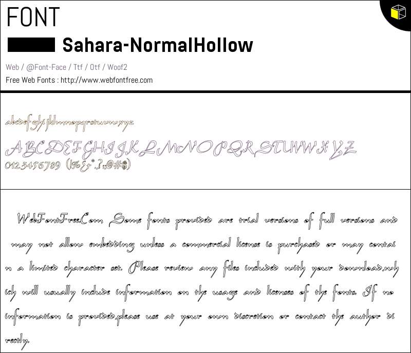 Sahara-Normal Hollow Fonts Downloads - WebFontFree.Com