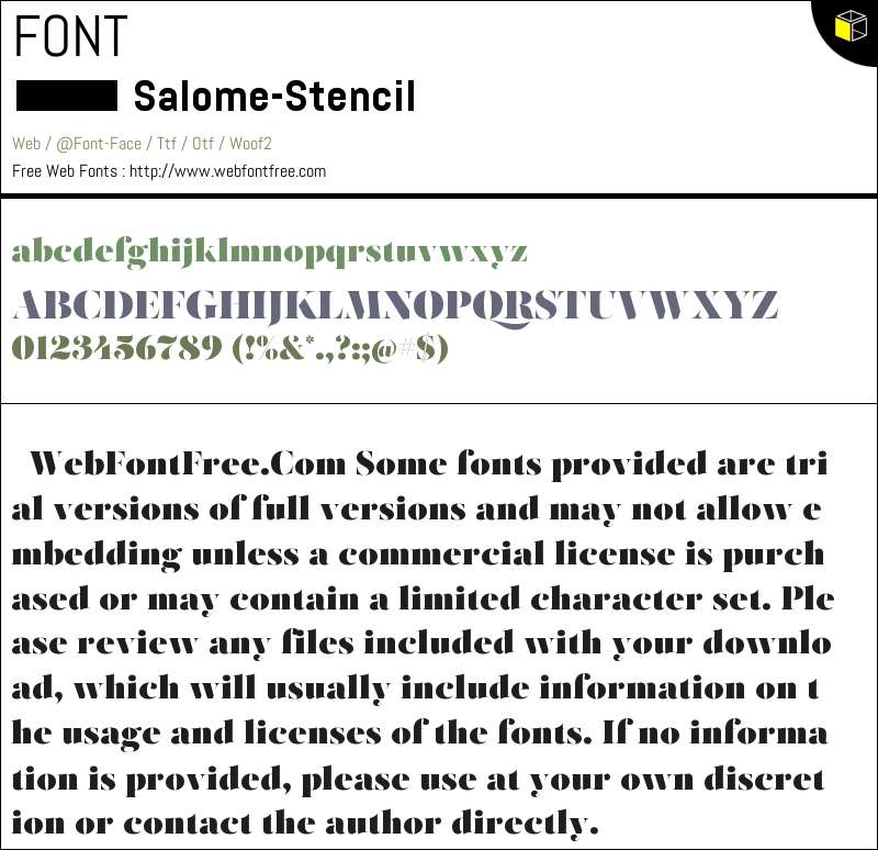 Salome-Stencil Fonts Downloads - WebFontFree.Com
