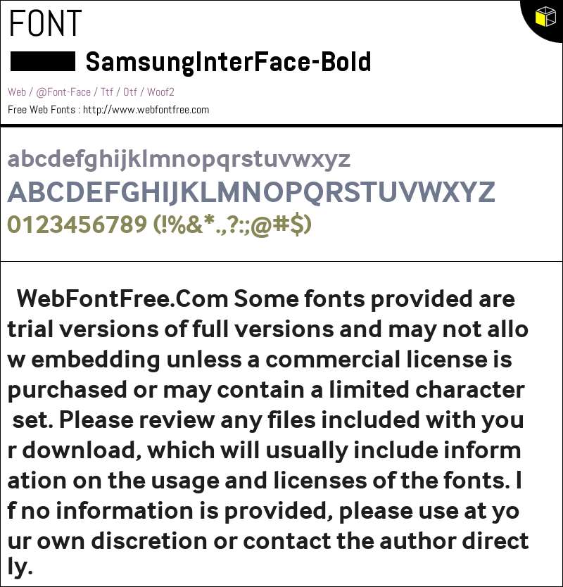 Samsung InterFace Bold Fonts Downloads - WebFontFree.Com
