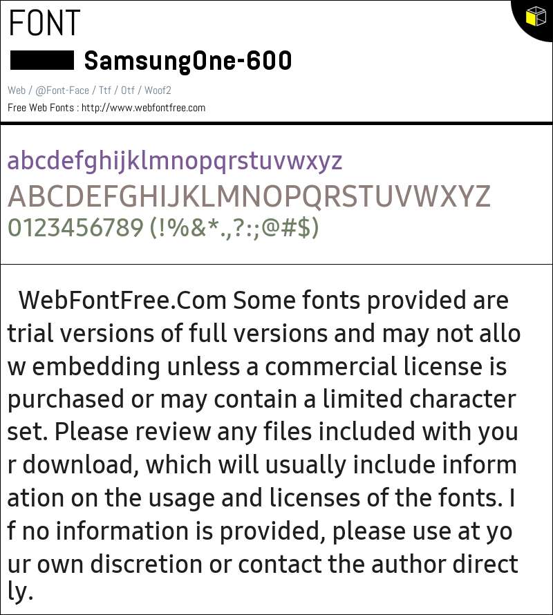 SamsungOne-600 字体 下载 - WebFontFree.Com