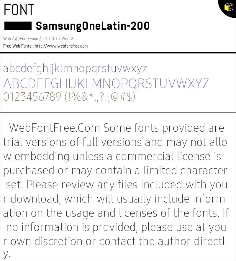SamsungOneLatin 200 200 Fonts Downloads - WebFontFree.Com