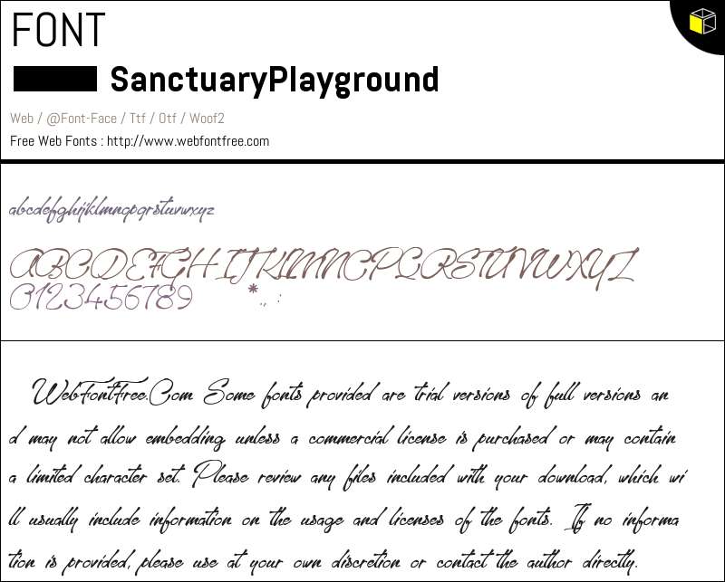 Sanctuary Playground Fonts Downloads - WebFontFree.Com