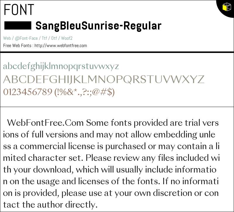 SangBleu Sunrise Fonts Downloads - WebFontFree.Com