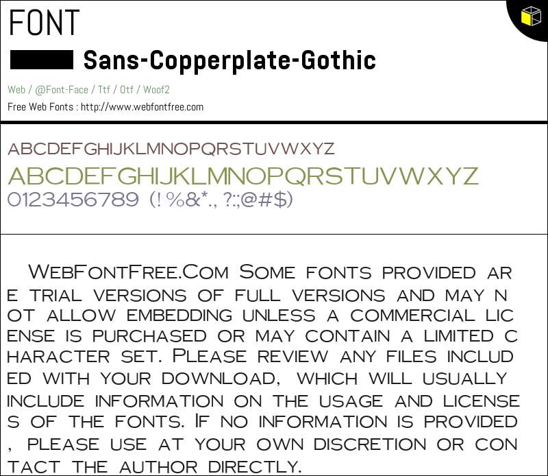 Sans-Copperplate Gothic Fonts Downloads - WebFontFree.Com