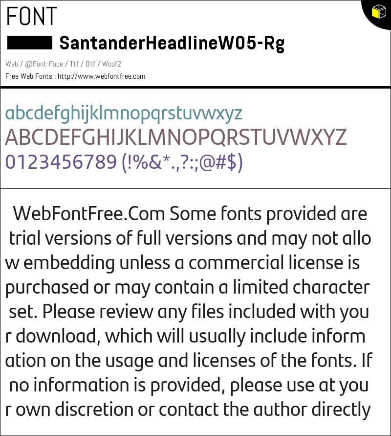 Santander Headline W05 Regular Fonts Downloads - WebFontFree.Com