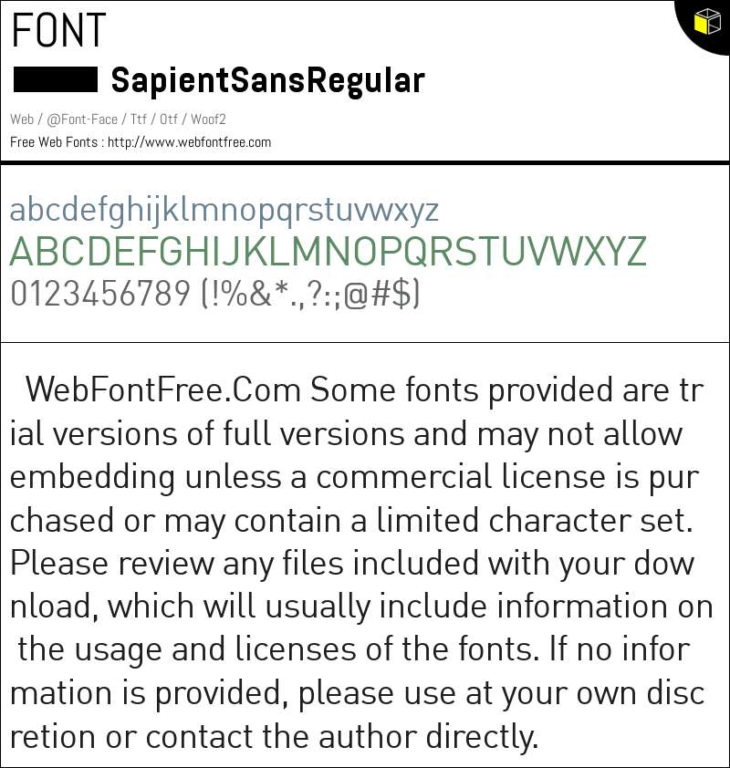 SapientSansRegular Fonts Downloads - WebFontFree.Com