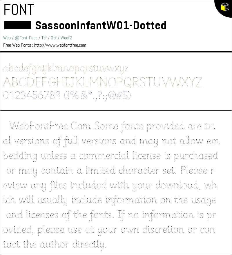 Sassoon Infant W01 Dotted Fonts Downloads - WebFontFree.Com